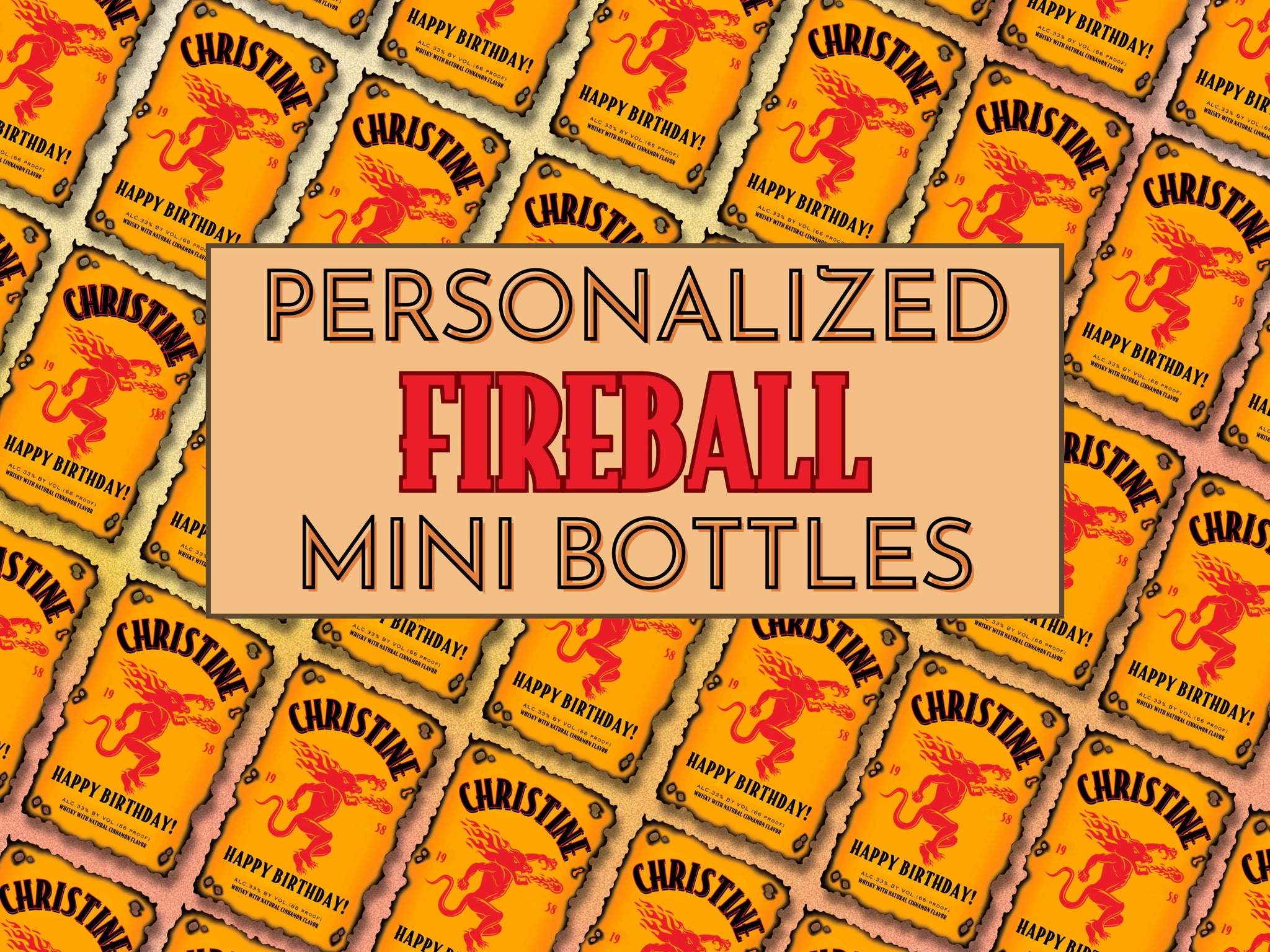 Fireball Mini Whiskey Labels 50 ML & 100 ML | FunHouseDeco