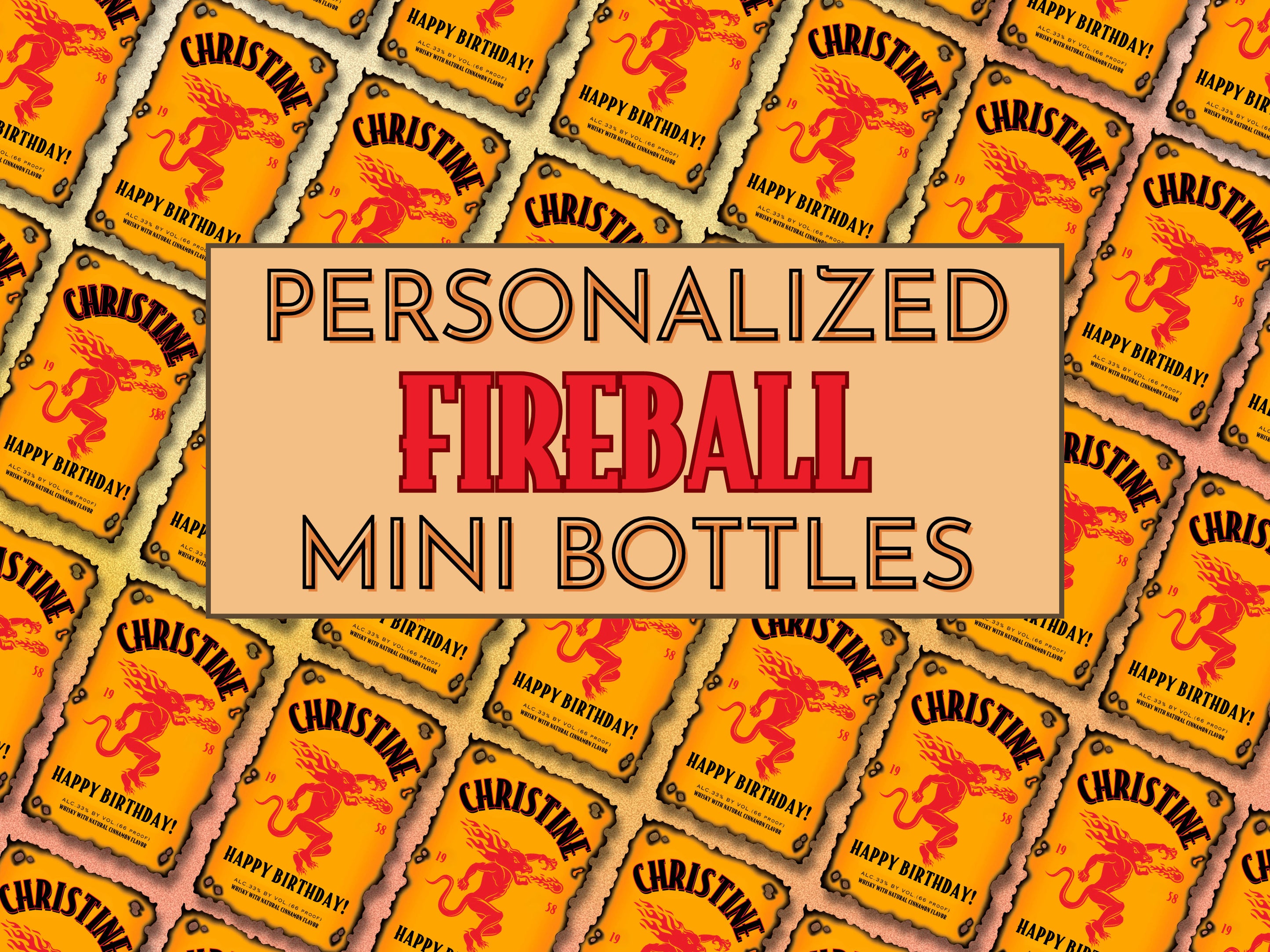 Fireball Mini Whiskey Labels 50 ML & 100 ML | FunHouseDeco