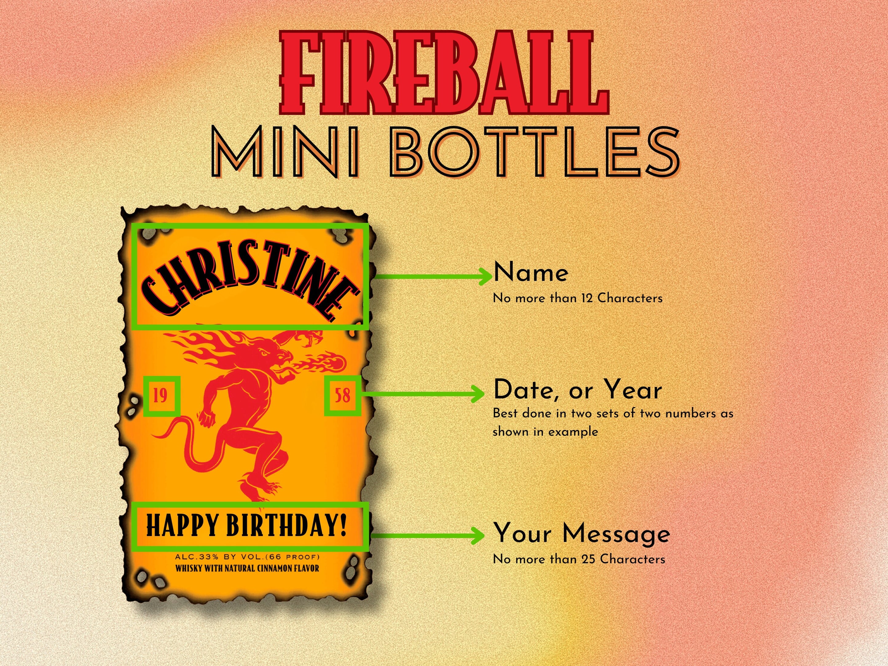 Fireball Mini Whiskey Labels 50 ML & 100 ML | FunHouseDeco
