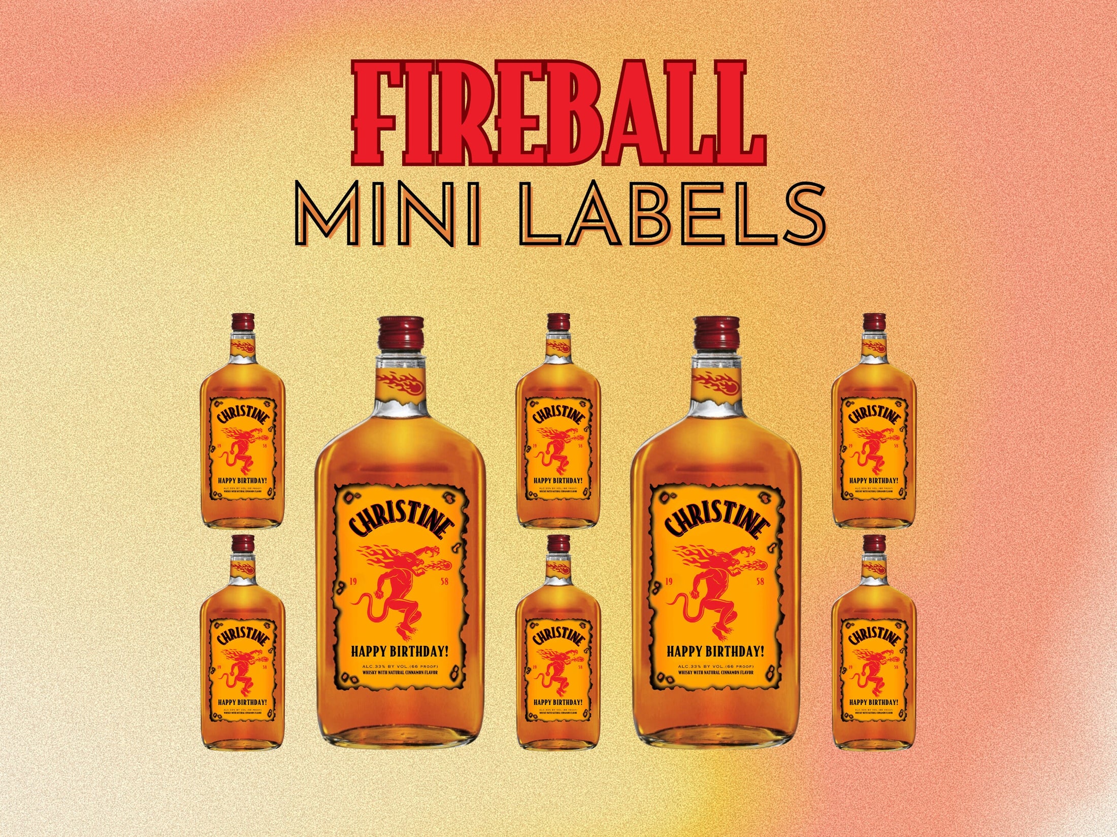Fireball Mini Whiskey Labels 50 ML & 100 ML | FunHouseDeco