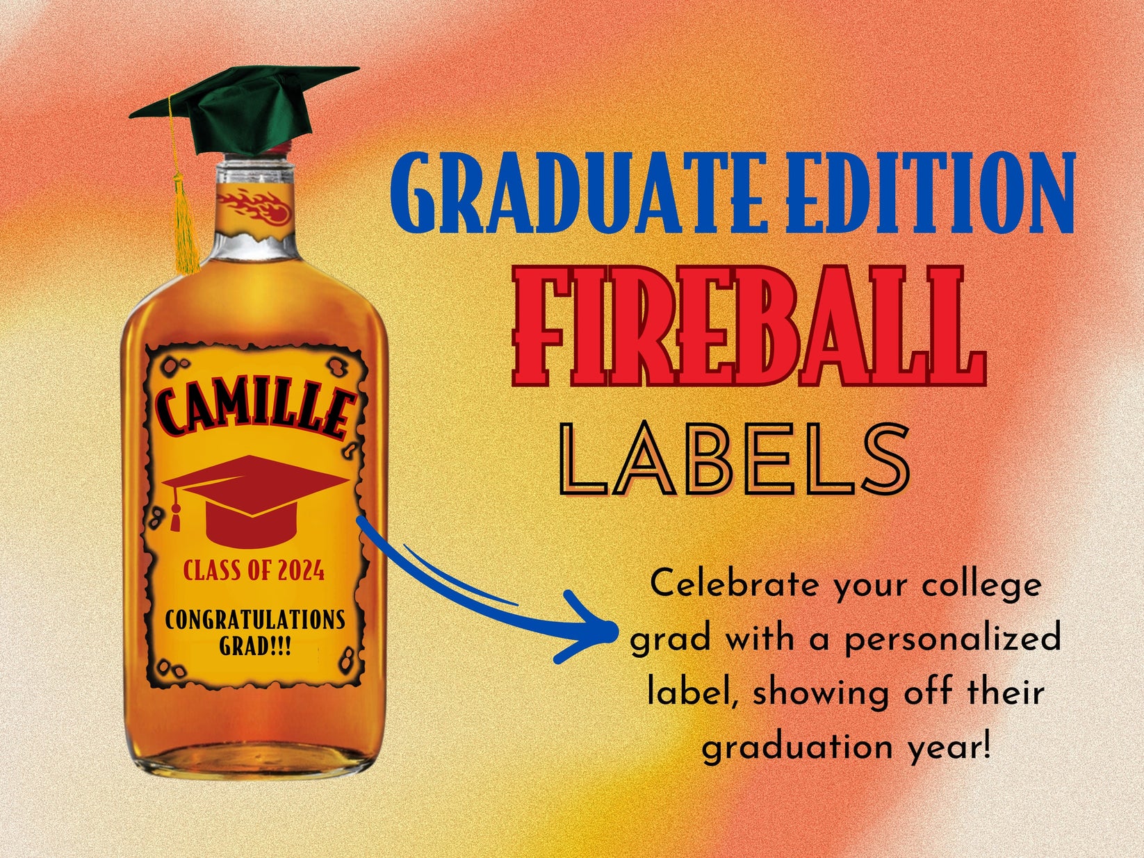 Fireball Whiskey Labels for Graduation | FunHouseDeco